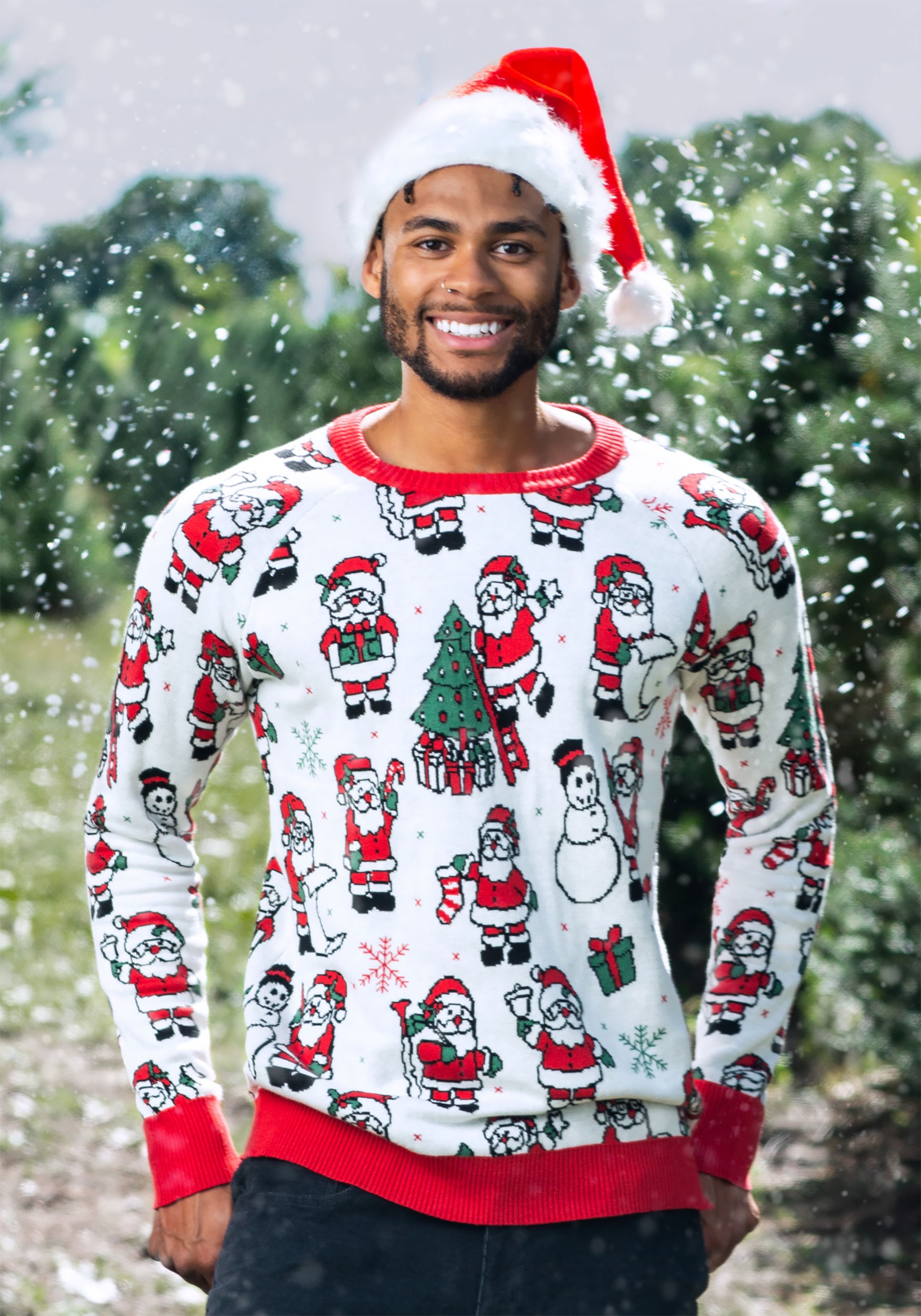 repeating-santa-pattern-ugly-christmas-sweater-for-adults