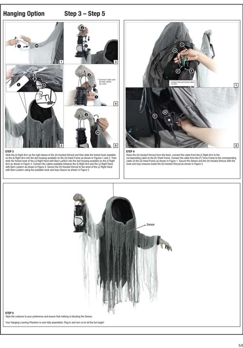 6FT Looming Haunted Phantom Animated Halloween Prop